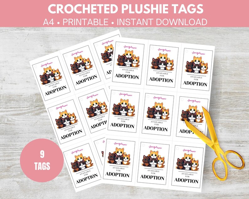 Amigurumi Crochet Product Tags Printable PDF Tags Cute Cat Printable ...