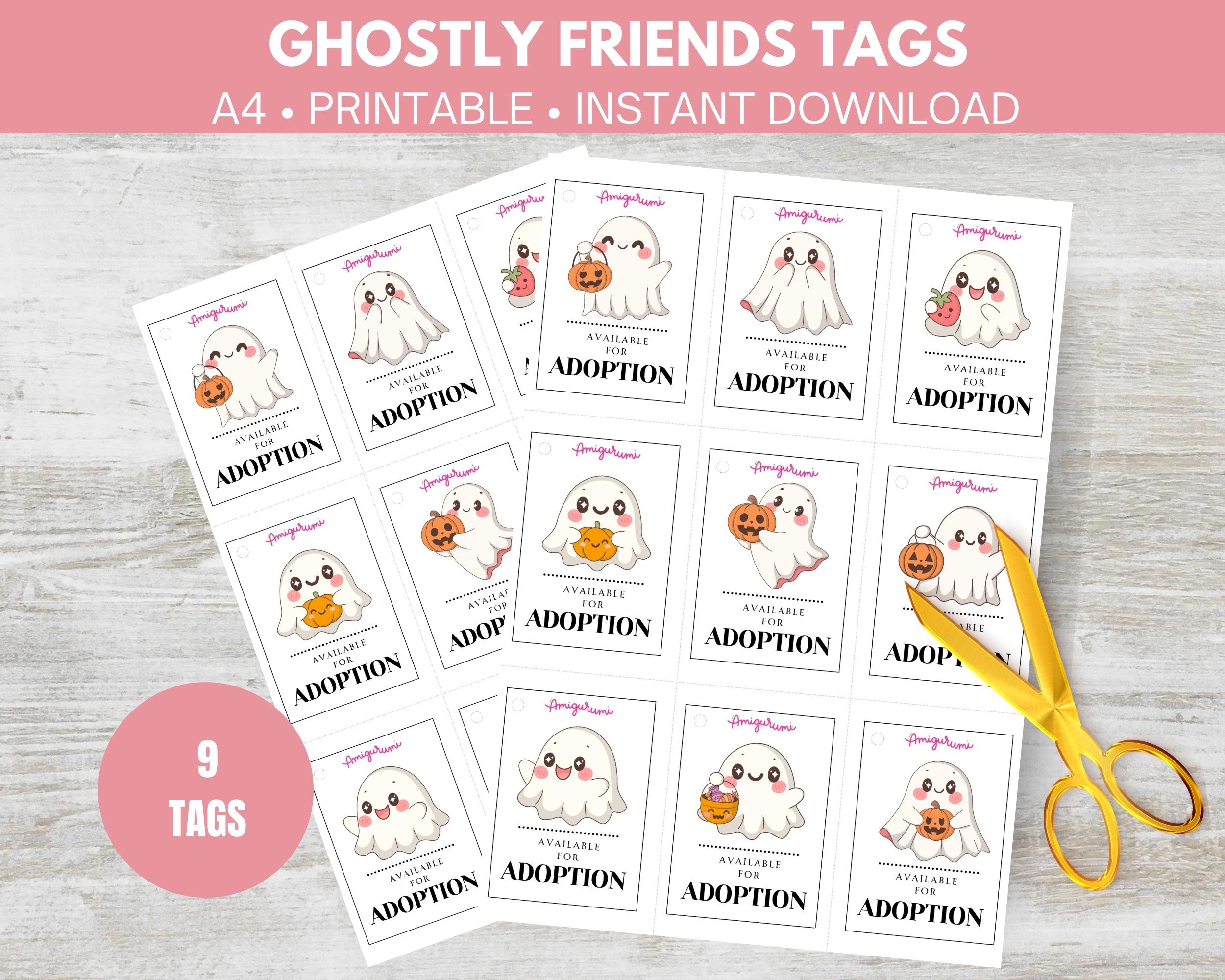 Amigurumi Crochet Product Tag Printable PDF Tags Cute Friendly Ghosts ...
