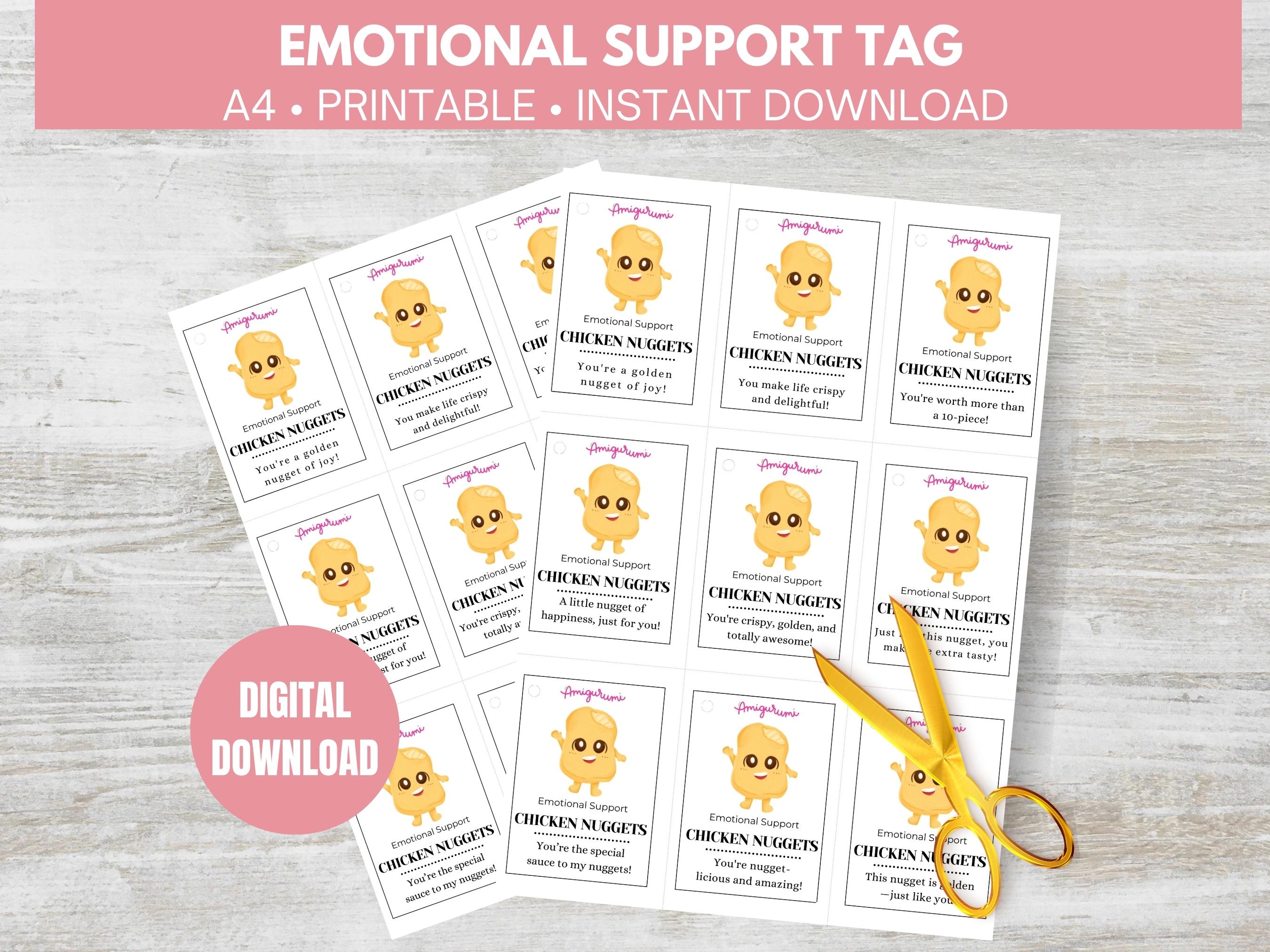 Emotional Support Chicken Nuggets Printable PDF Tags Amigurumi Product ...