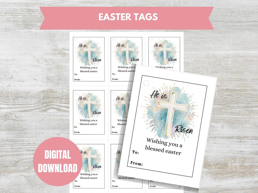 He is Risen Easter Gift Tags, Printable PDF Tags, Easter Hang Tags ...