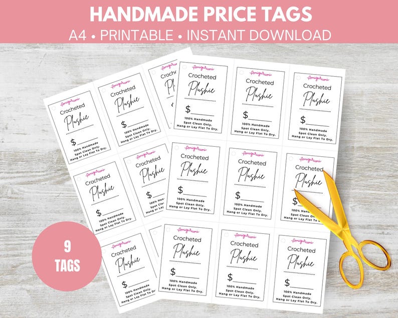 Amigurumi Crochet Product Price Tags PDF Printable Tags Printable ...