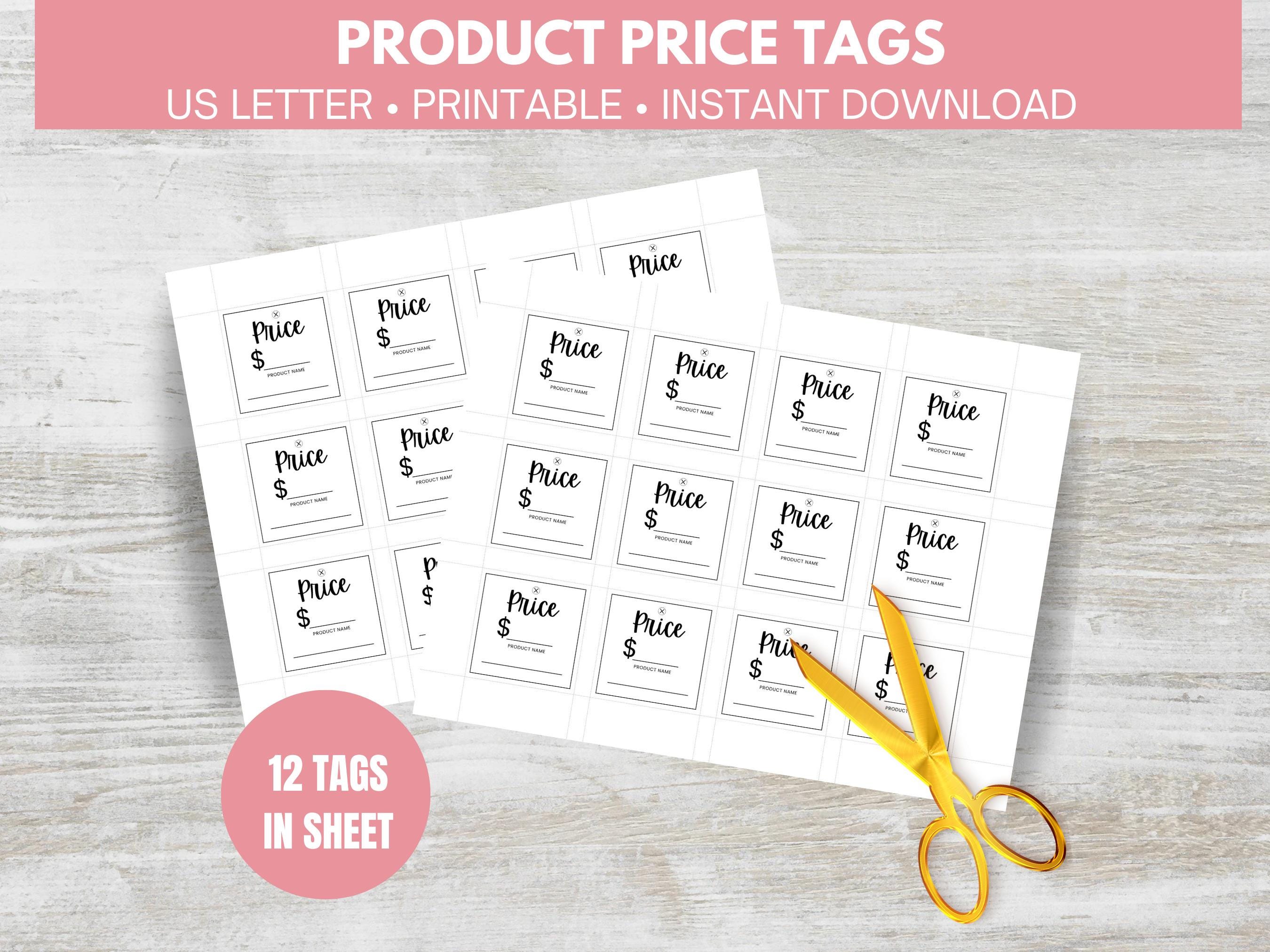 Printable Price Tags, White Price Tags, PDF Hang Tag, Product Price ...