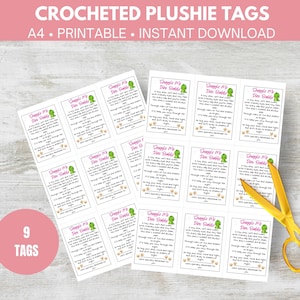 Amigurumi Crochet Product Tags Printable PDF Tags Printable Plushie ...