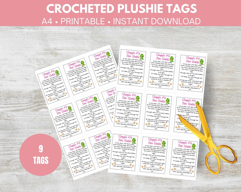 Amigurumi Crochet Product Tags Printable PDF Tags Printable Plushie ...