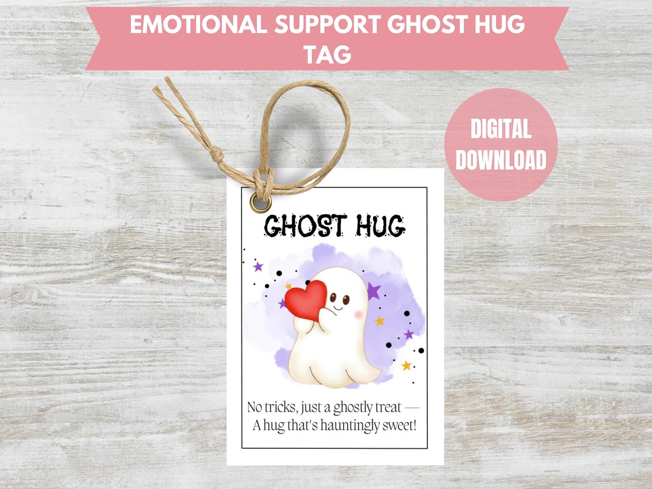 Emotional Support Ghost Hug Printable PDF Tags, Cute Ghost Amigurumi ...