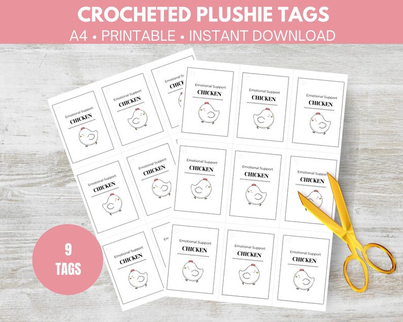 Emotional Support Chicken Printable PDF Tags Amigurumi Crochet Product ...