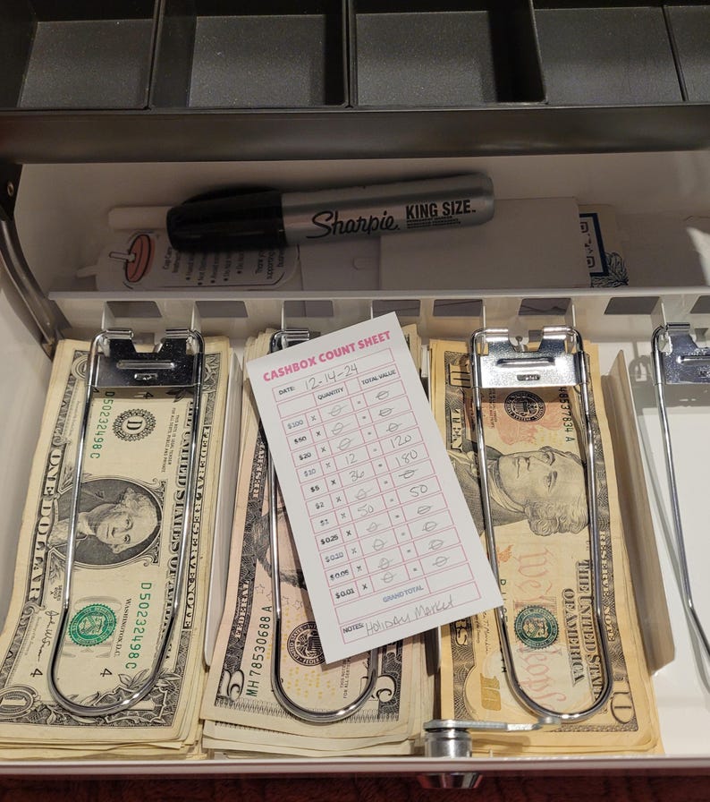 Printable Cashbox Count Sheet,pdf Printable Tally Sheet,cash Register ...