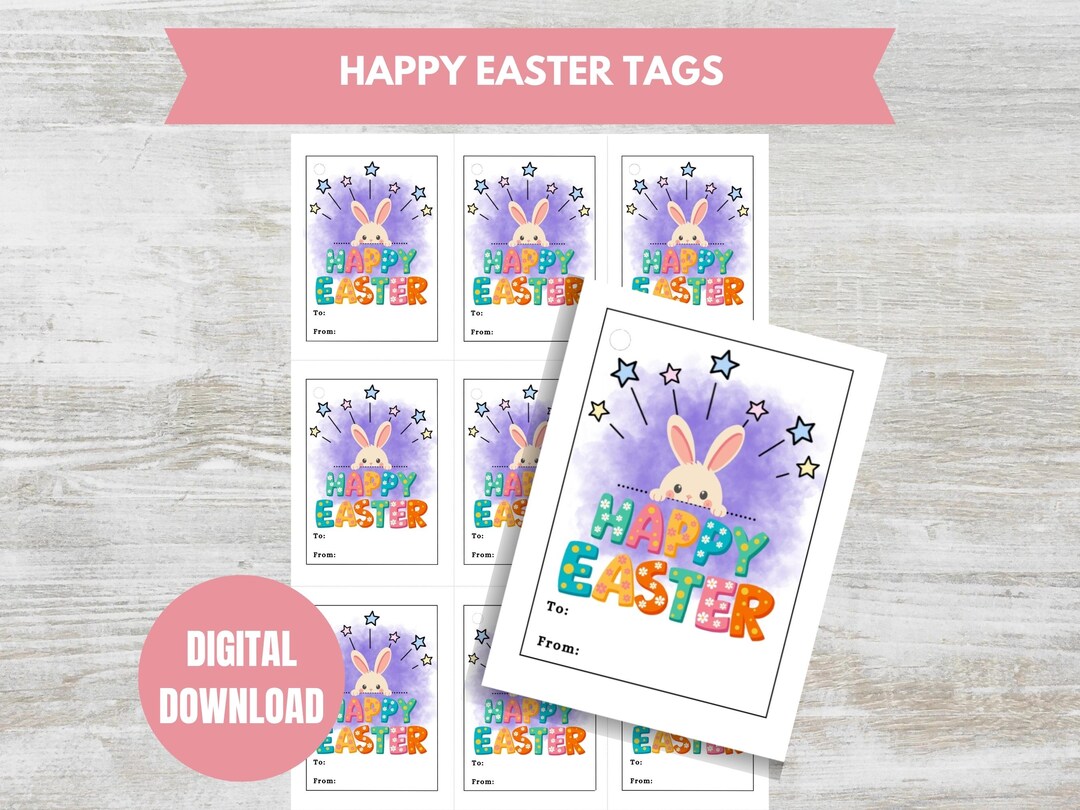 Printable Easter Gift Tags,pdf Tags, Happy Easter Tags, Easter Basket ...