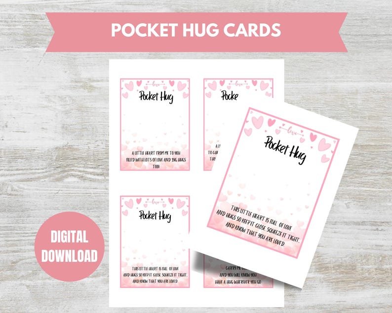 Printable Pocket Hug Cards, PDF Printable Crochet Card, Heart Pocket ...