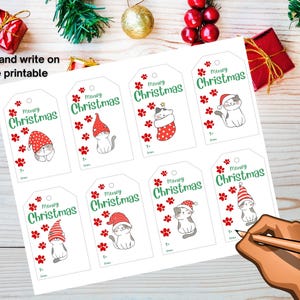 Animal Christmas Gift Tags Cute Cat Christmas Holiday Tags Christmas ...