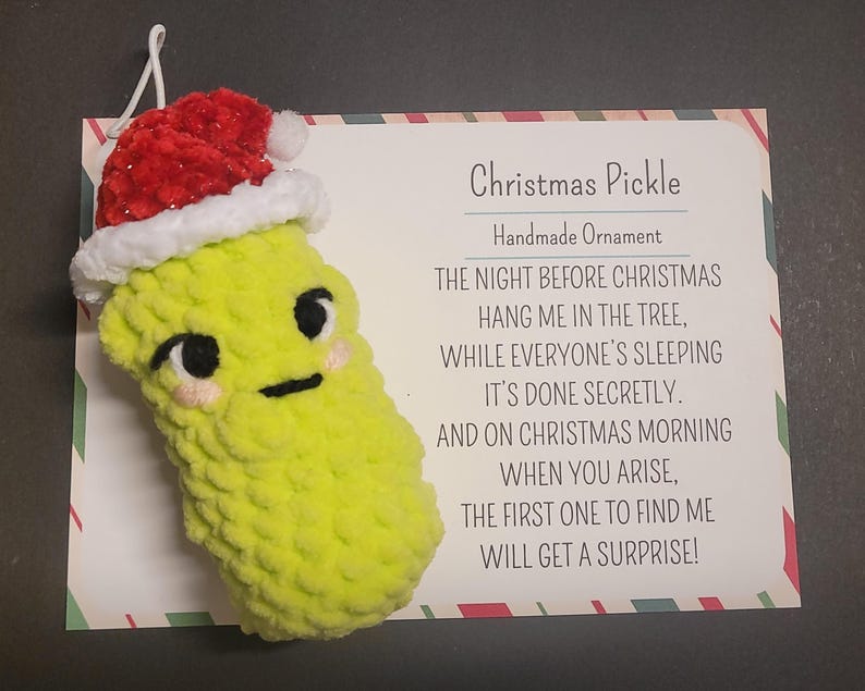 Christmas Pickle Printable PDF Card and Tags Amigurumi Crochet Product ...