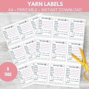 Printable Yarn Tags, PDF Printable Yarn Labels, Organized Yarn Tags ...