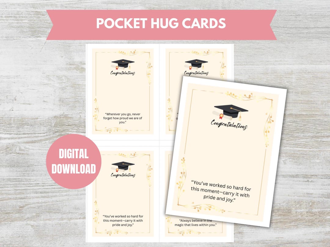Graduation Pocket Hug Cards, Pocket Hug Printable, Motivation Quotes ...