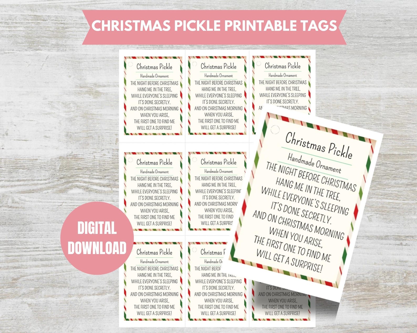 Christmas Pickle Printable PDF Card and Tags Amigurumi Crochet Product ...