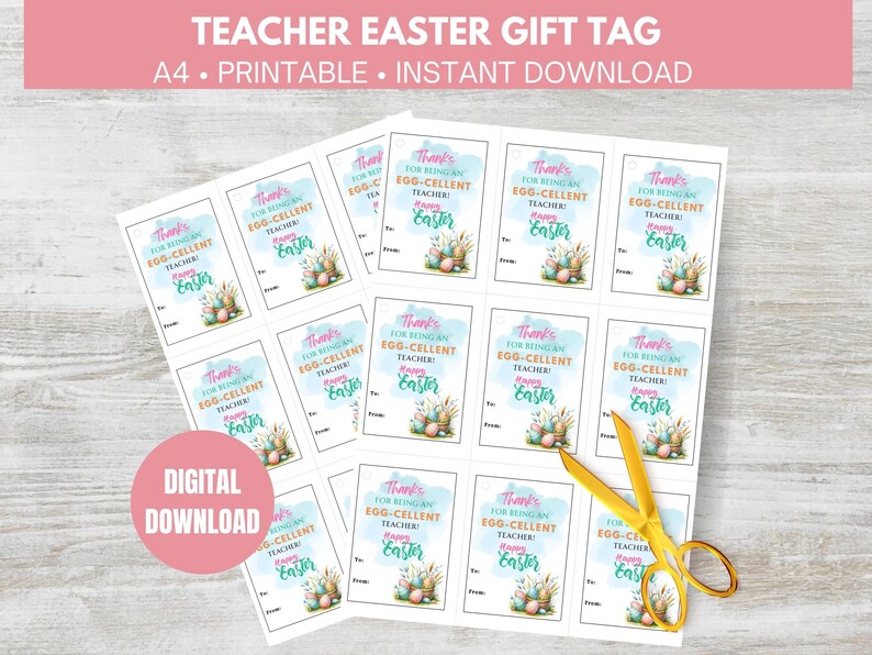 Teacher Easter Gift Tags, Printable PDF Tags, Appreciation Teacher Tags ...
