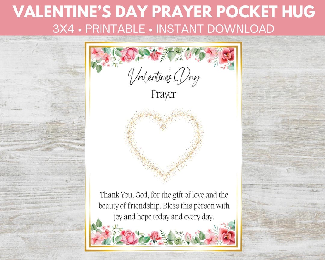Valentines Day Prayer Cards, Christian Pocket Hug Printable, Religious ...