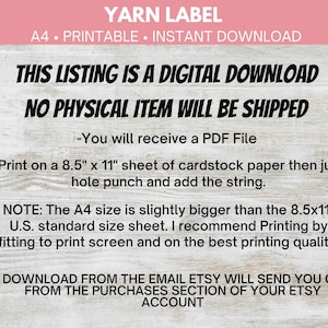 Printable Yarn Tags, PDF Printable Yarn Labels, Organized Yarn Tags ...