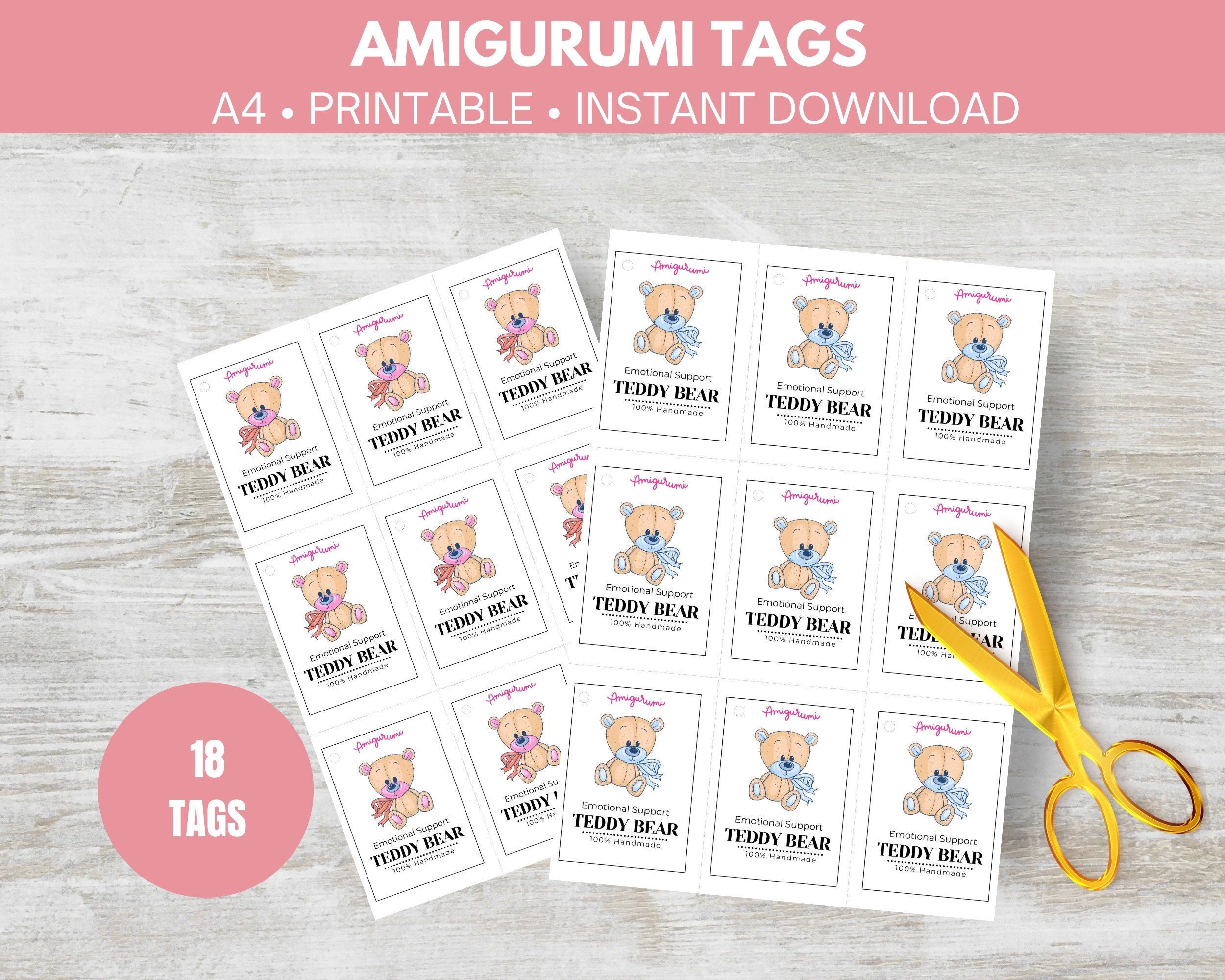 Emotional Support Printable PDF Tags Amigurumi Crochet Product Tags ...
