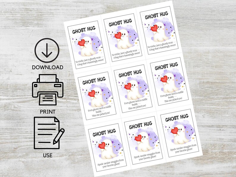 Emotional Support Ghost Hug Printable PDF Tags, Cute Ghost Amigurumi ...