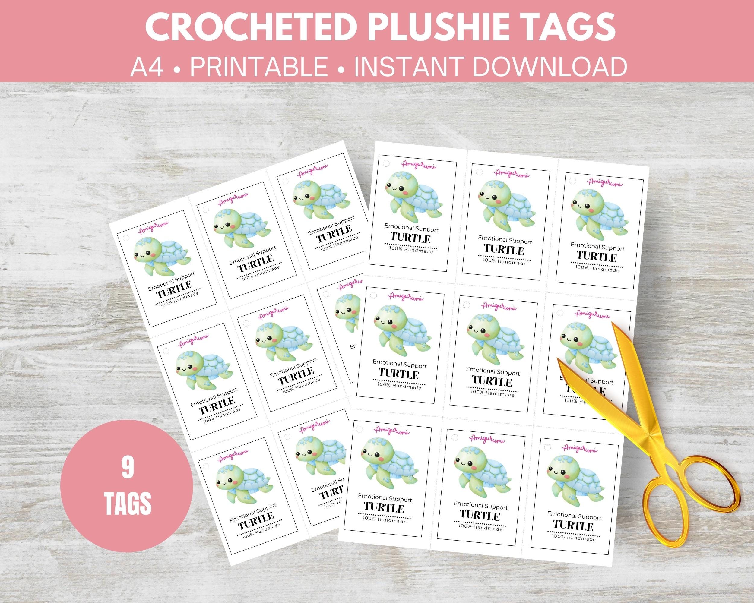 Emotional Support Turtle Printable PDF Tags Amigurumi Crochet Product ...
