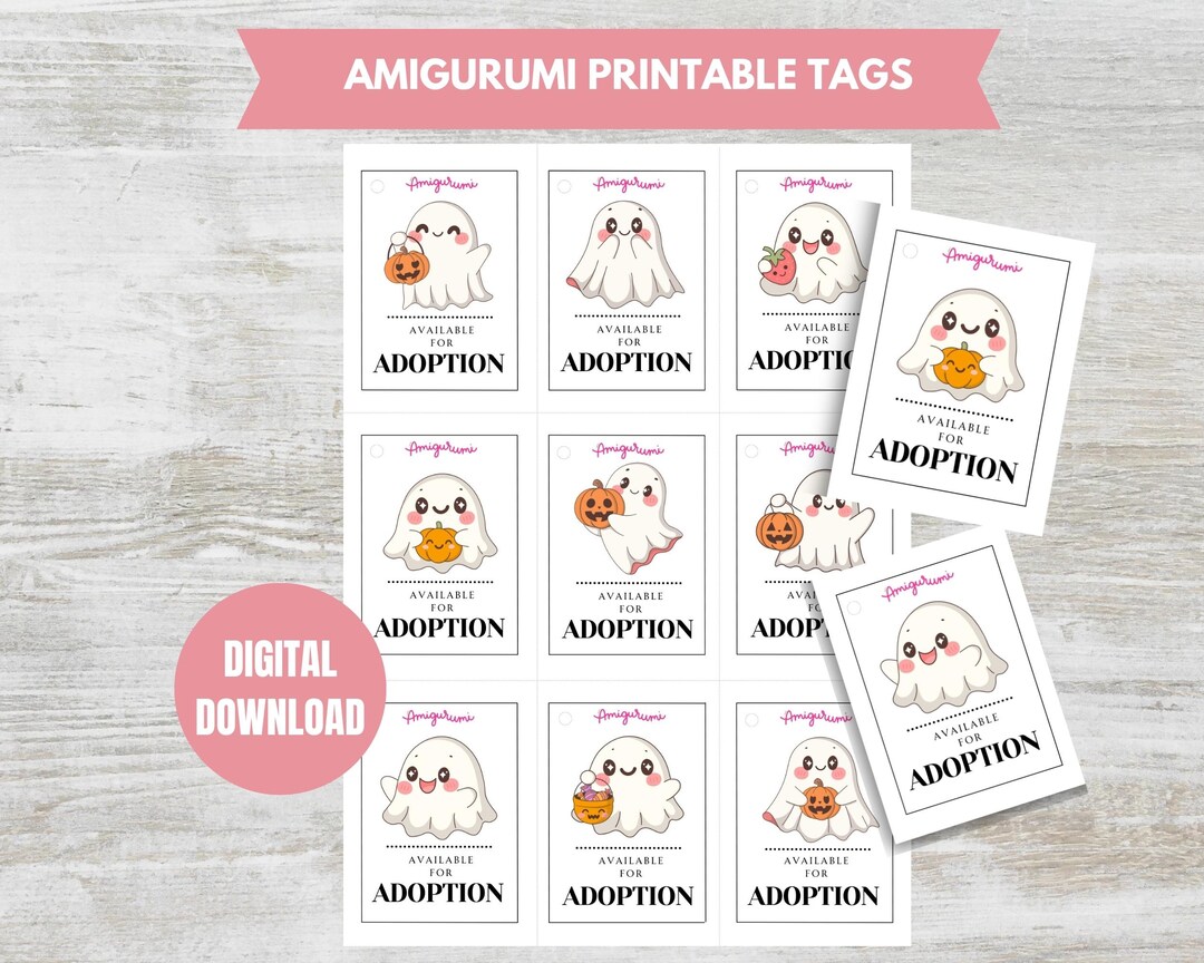 Amigurumi Crochet Product Tag Printable PDF Tags Cute Friendly Ghosts ...