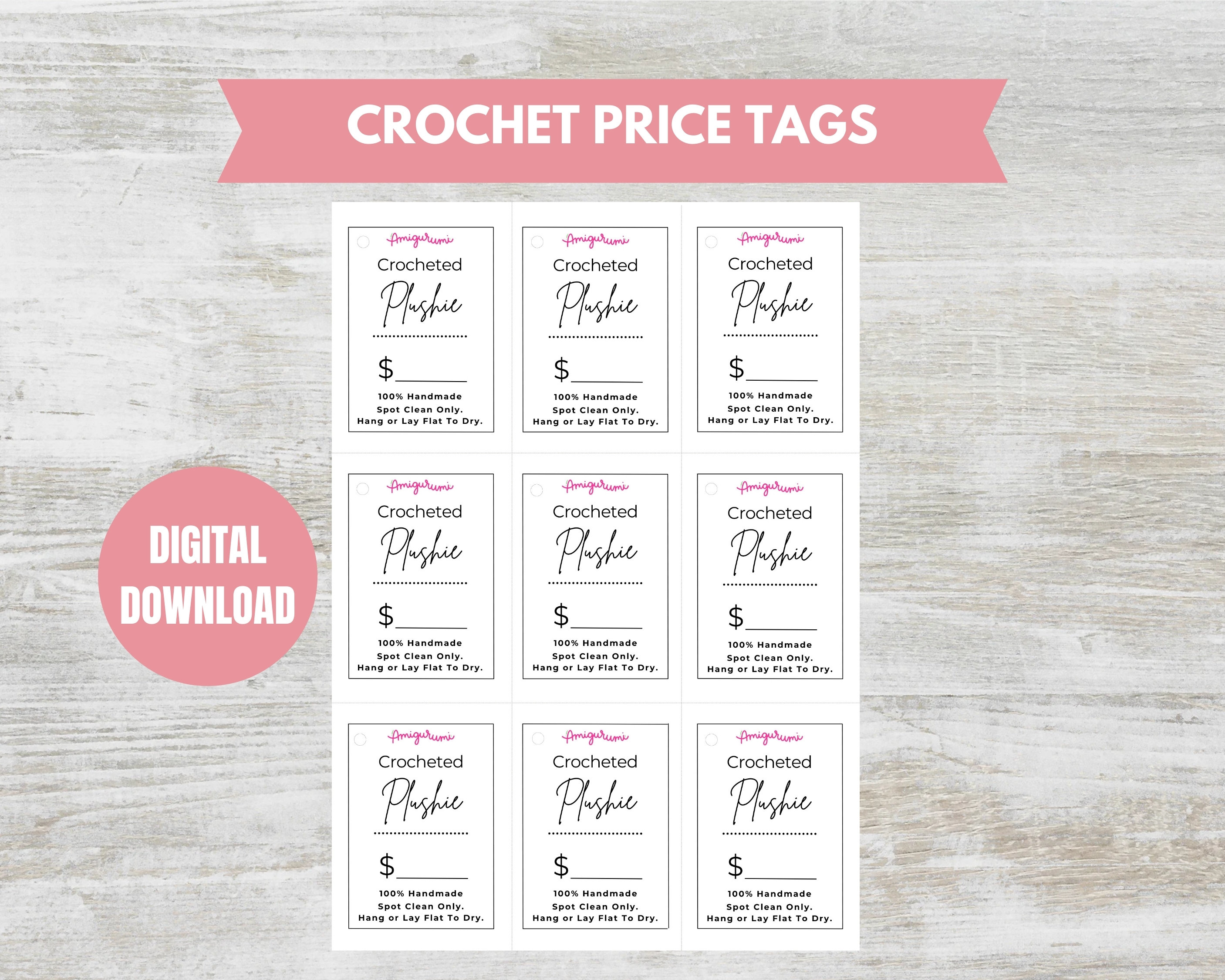 Amigurumi Crochet Product Price Tags PDF Printable Tags Printable ...