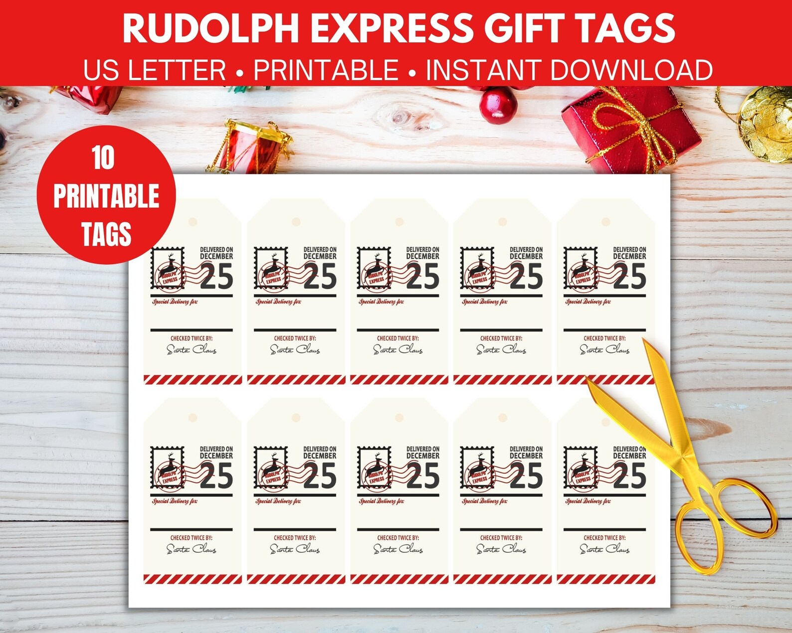 Christmas Tags, North Pole Gift Tags, Holiday Tags, Christmas Printable ...
