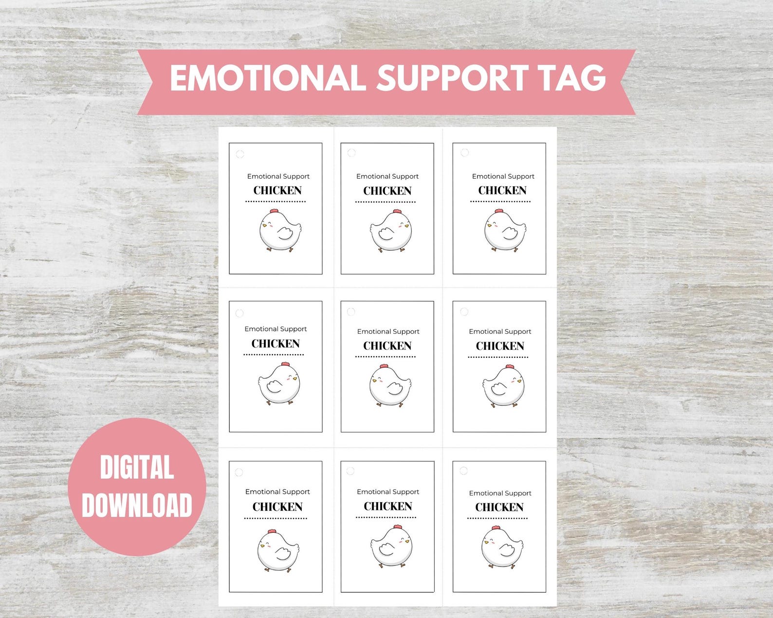 Emotional Support Chicken Printable PDF Tags Amigurumi Crochet Product ...