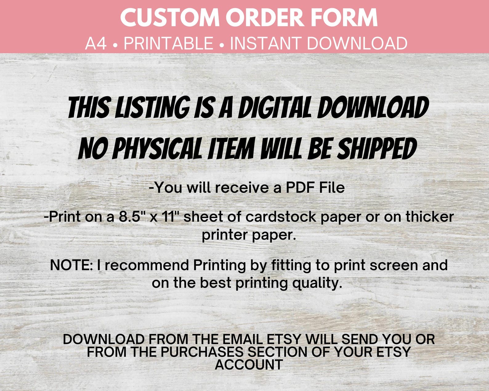 Custom Order Form, PDF Printable Crochet/knitting Order Form, Small ...