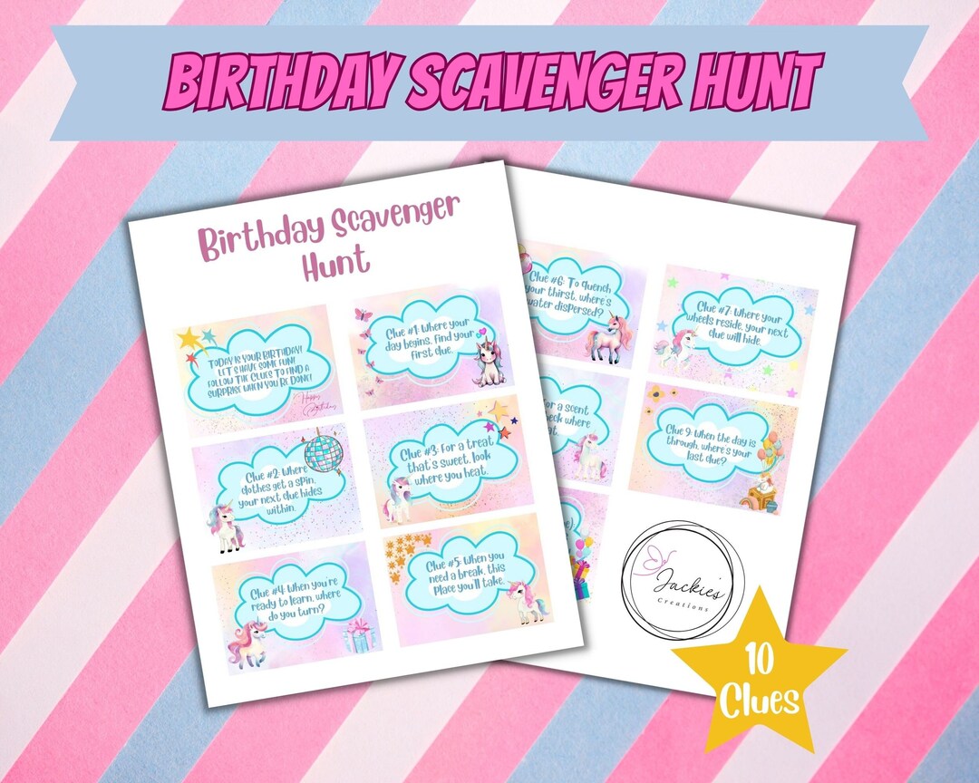 Birthday Scavenger Hunt for Girl, Treasure Hunt for Birthday Girl ...