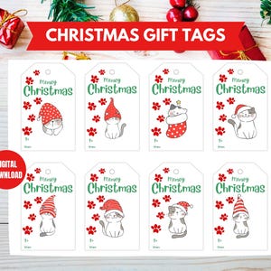 Animal Christmas Gift Tags Cute Cat Christmas Holiday Tags Christmas ...