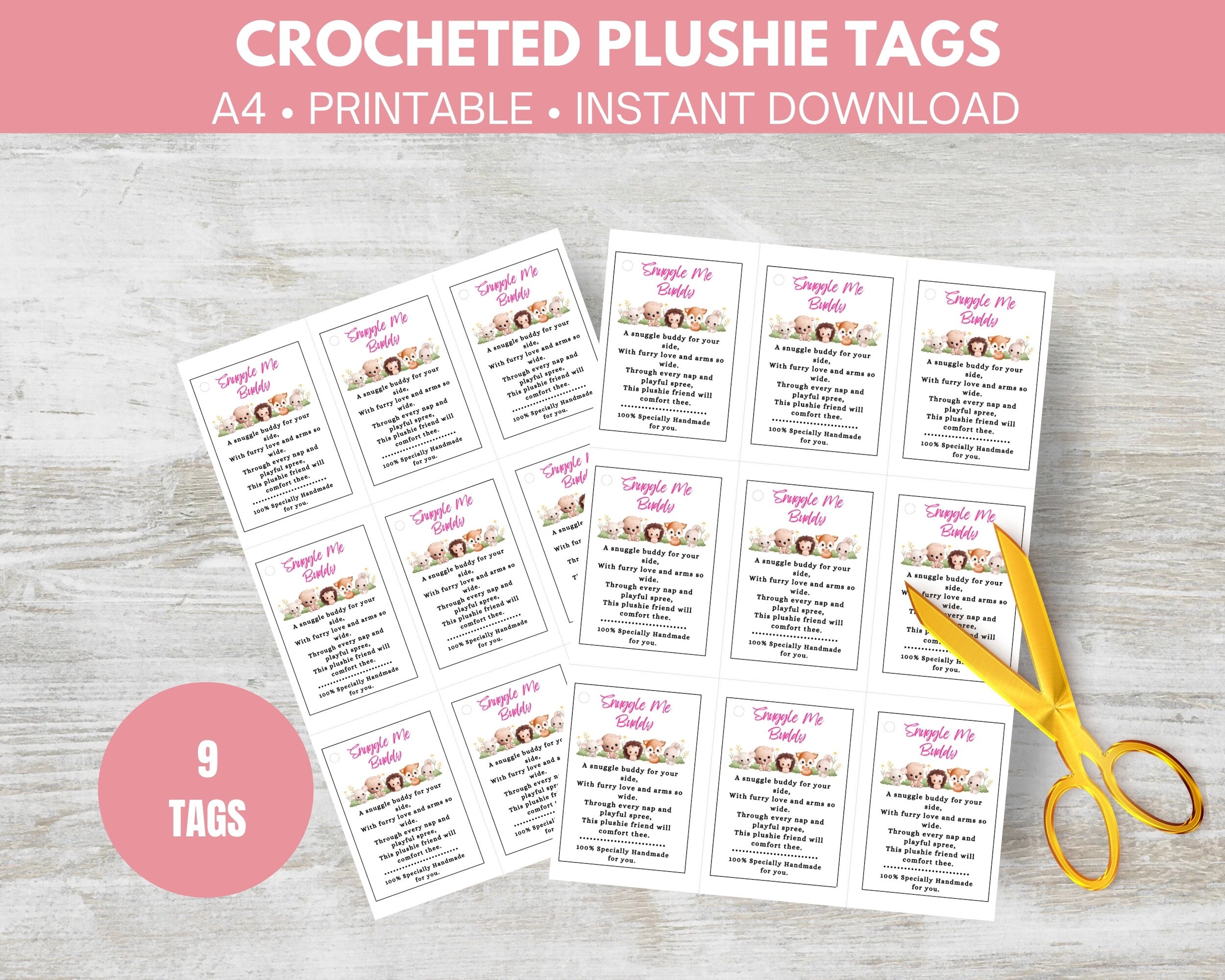 Amigurumi Crochet Product Tags Printable PDF Tags Printable Plushie ...