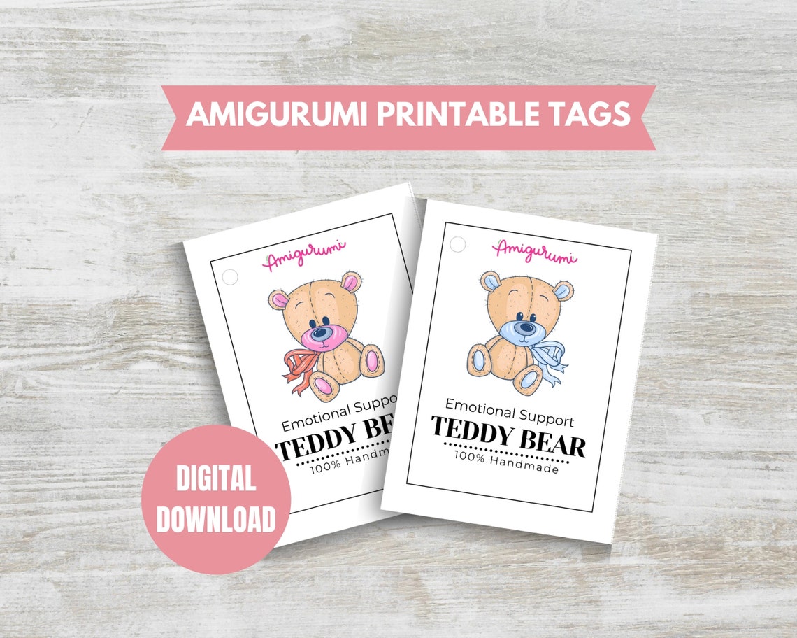 Emotional Support Printable PDF Tags Amigurumi Crochet Product Tags ...