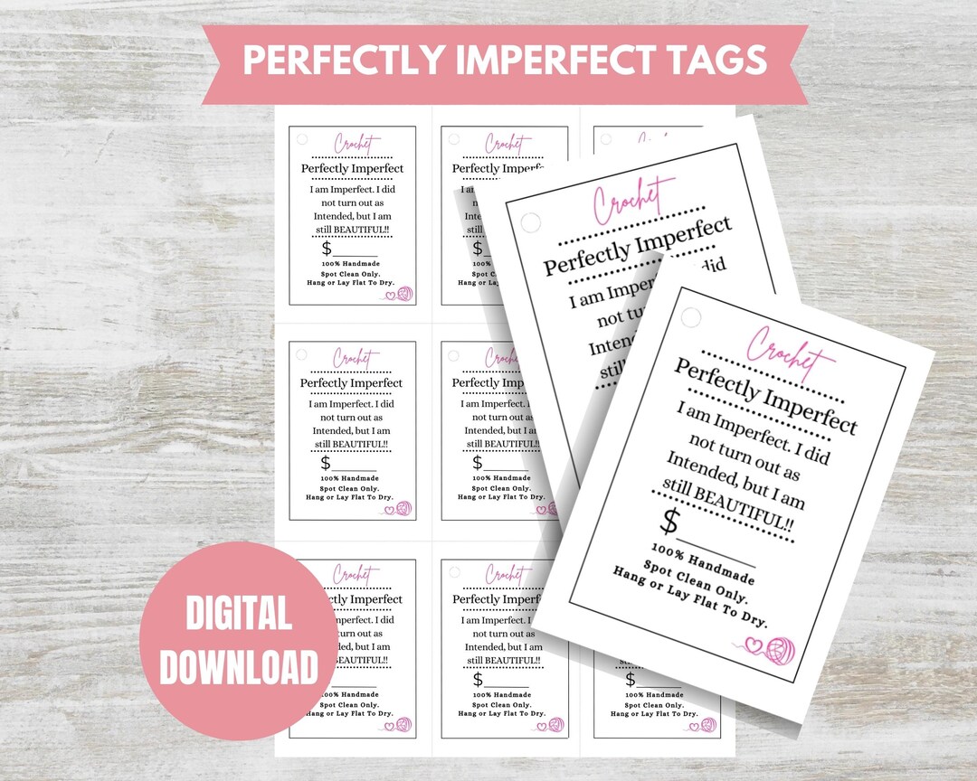 Amigurumi Product Price Tags PDF Printable Tags, Perfectly Imperfect ...