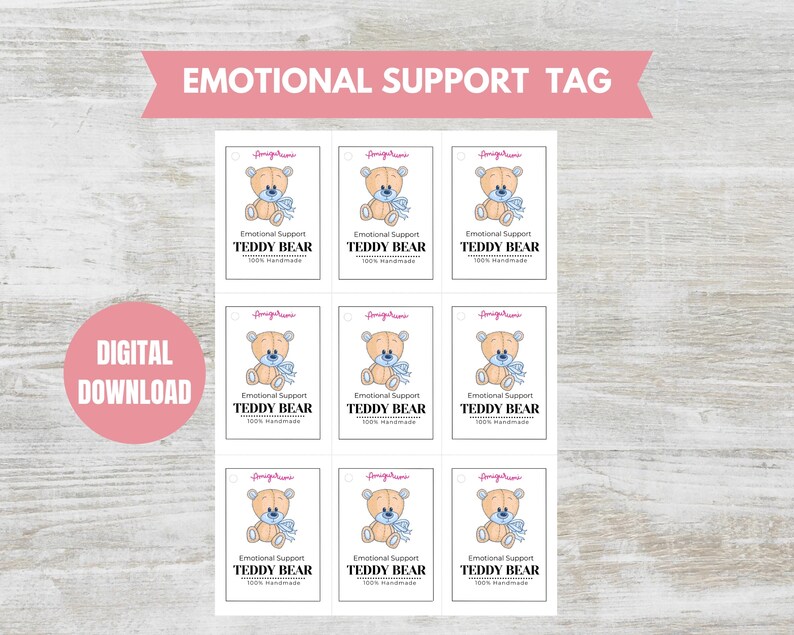 Emotional Support Printable PDF Tags Amigurumi Crochet Product Tags ...