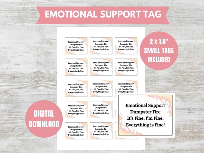Emotional Support Dumpster Fire Printable PDF Tags, Amigurumi Crochet ...