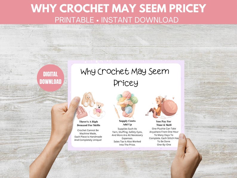 Crochet Market PDF Display Sign, Why Crochet May Seem Pricey Sign ...