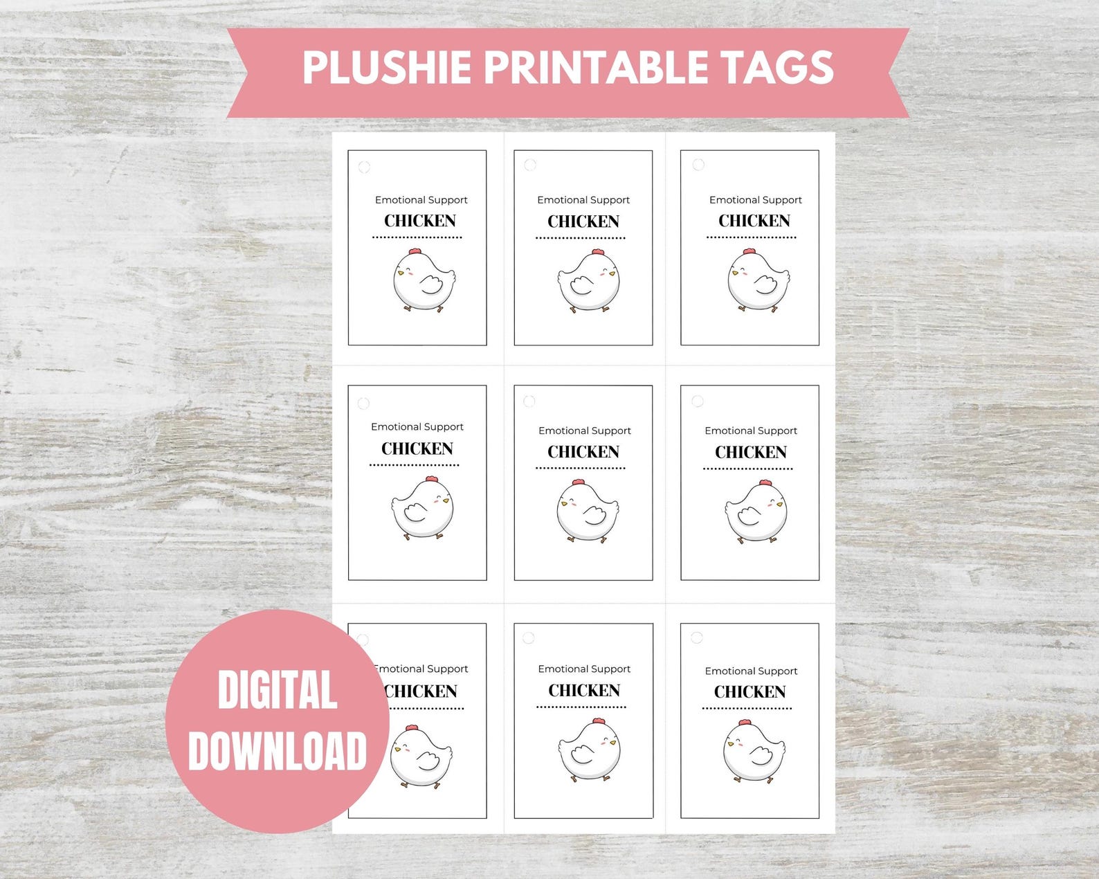 Emotional Support Chicken Printable PDF Tags Amigurumi Crochet Product ...