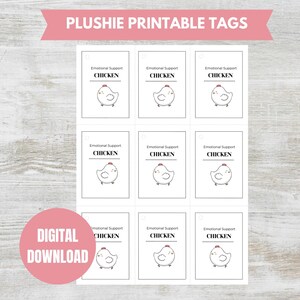 Emotional Support Chicken Printable PDF Tags Amigurumi Crochet Product ...