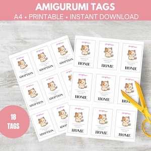 Amigurumi Crochet Product Tags Printable PDF Tags Cute Cat Printable ...