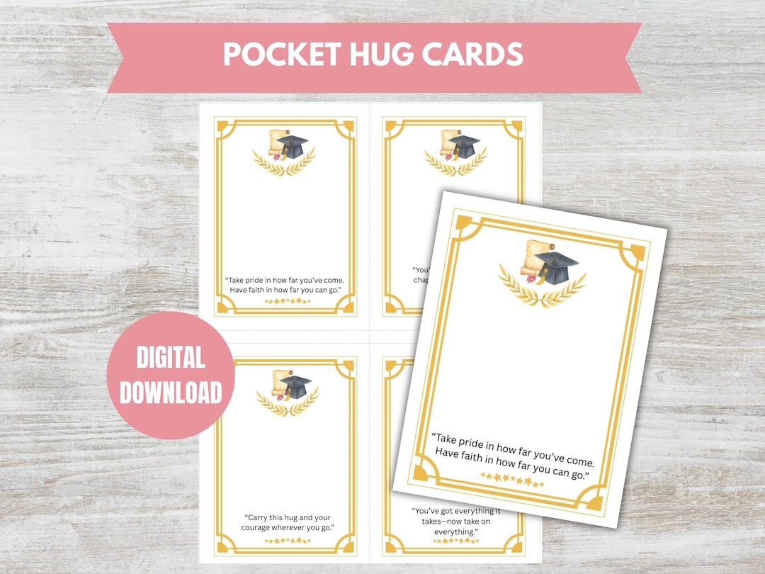 Graduation Pocket Hug Cards, Pocket Hug Printable, Motivation Quotes ...