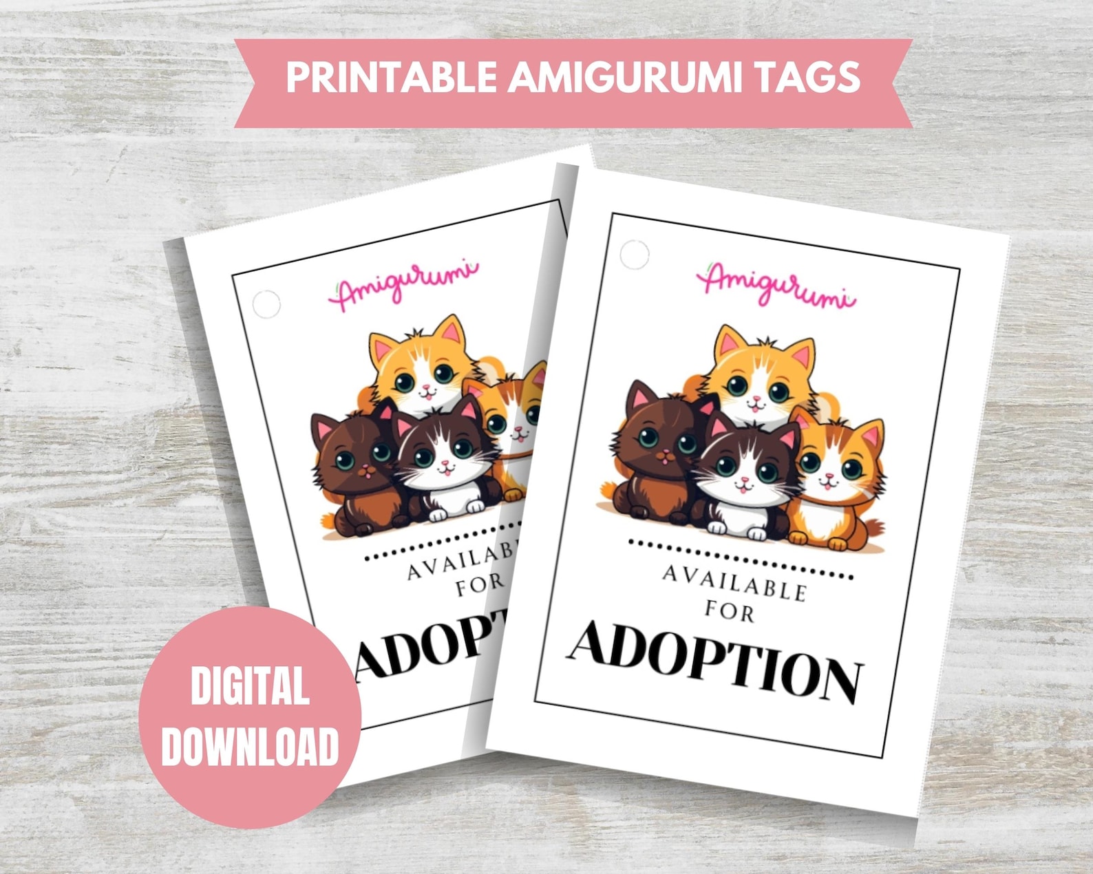 Amigurumi Crochet Product Tags Printable PDF Tags Cute Cat Printable ...