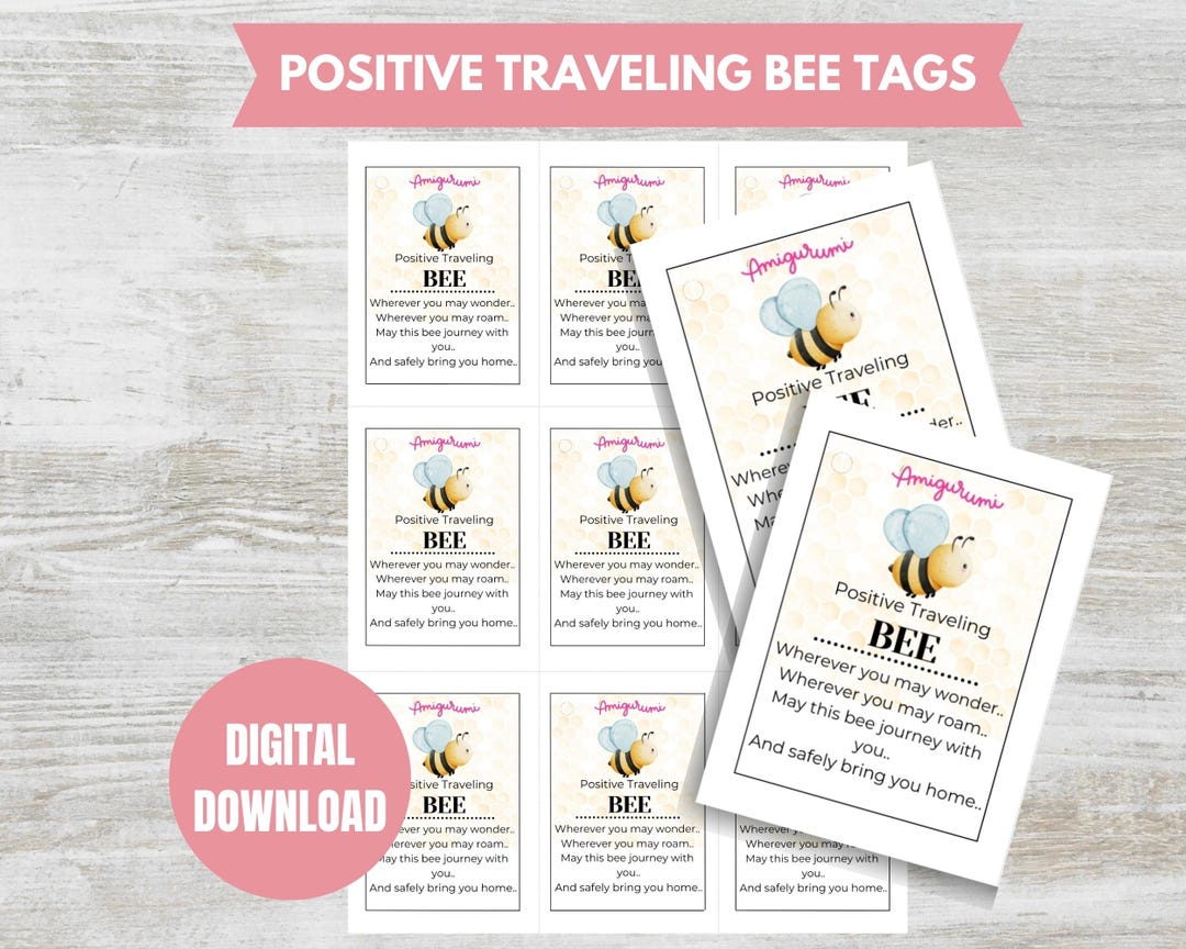 Emotional Support Bee Printable PDF Tags Crochet Positive Traveling Bee ...