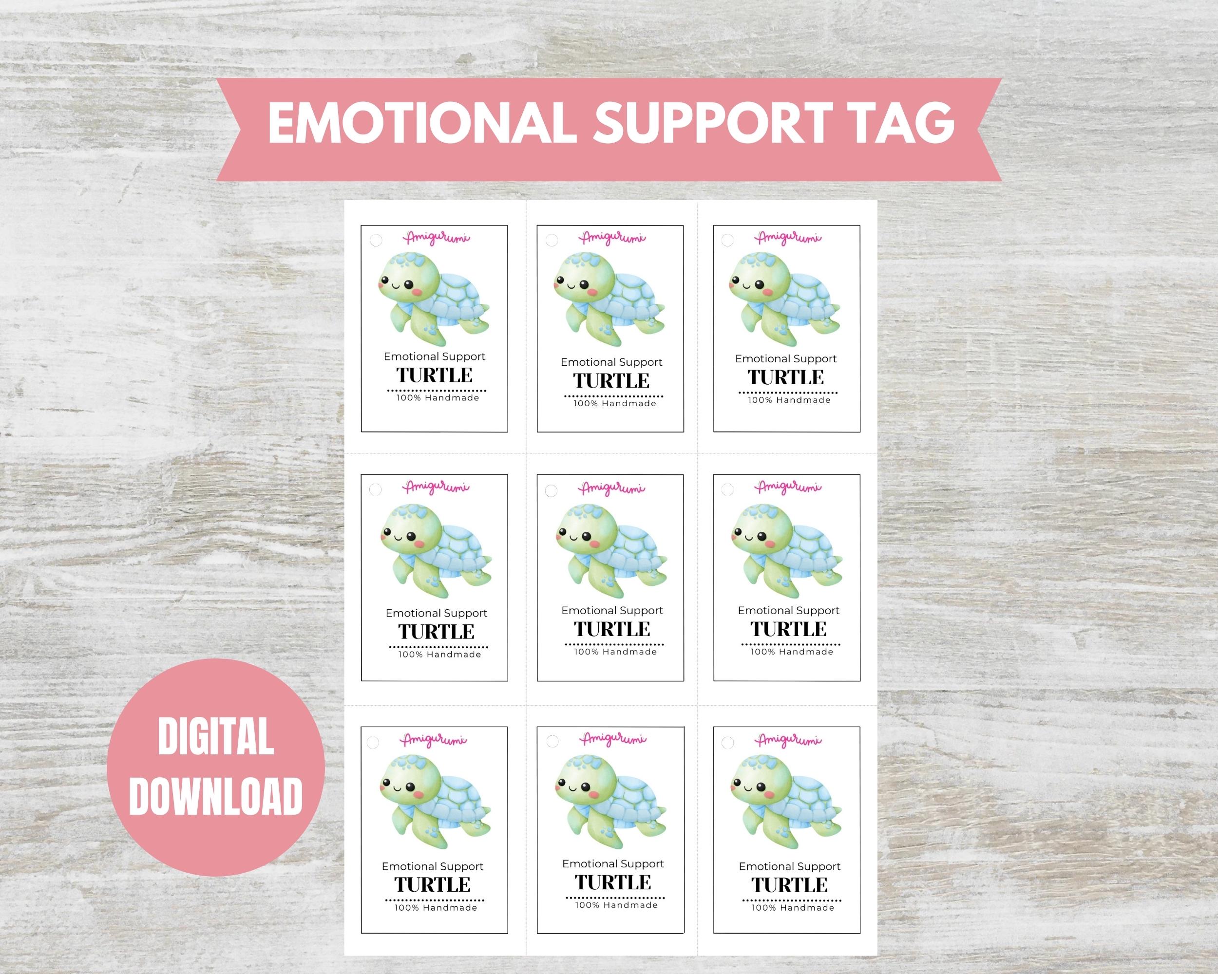 Emotional Support Turtle Printable PDF Tags Amigurumi Crochet Product ...
