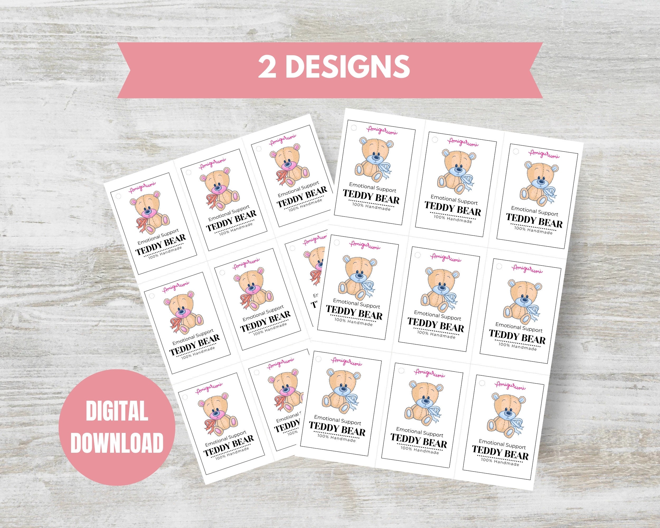 Emotional Support Printable PDF Tags Amigurumi Crochet Product Tags ...