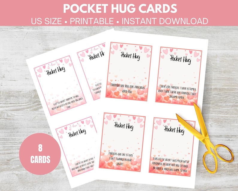 Printable Pocket Hug Cards, PDF Printable Crochet Card, Heart Pocket ...
