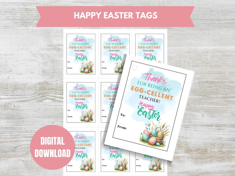 Teacher Easter Gift Tags, Printable PDF Tags, Appreciation Teacher Tags ...