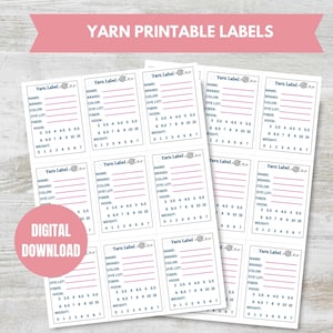Printable Yarn Tags, PDF Printable Yarn Labels, Organized Yarn Tags ...