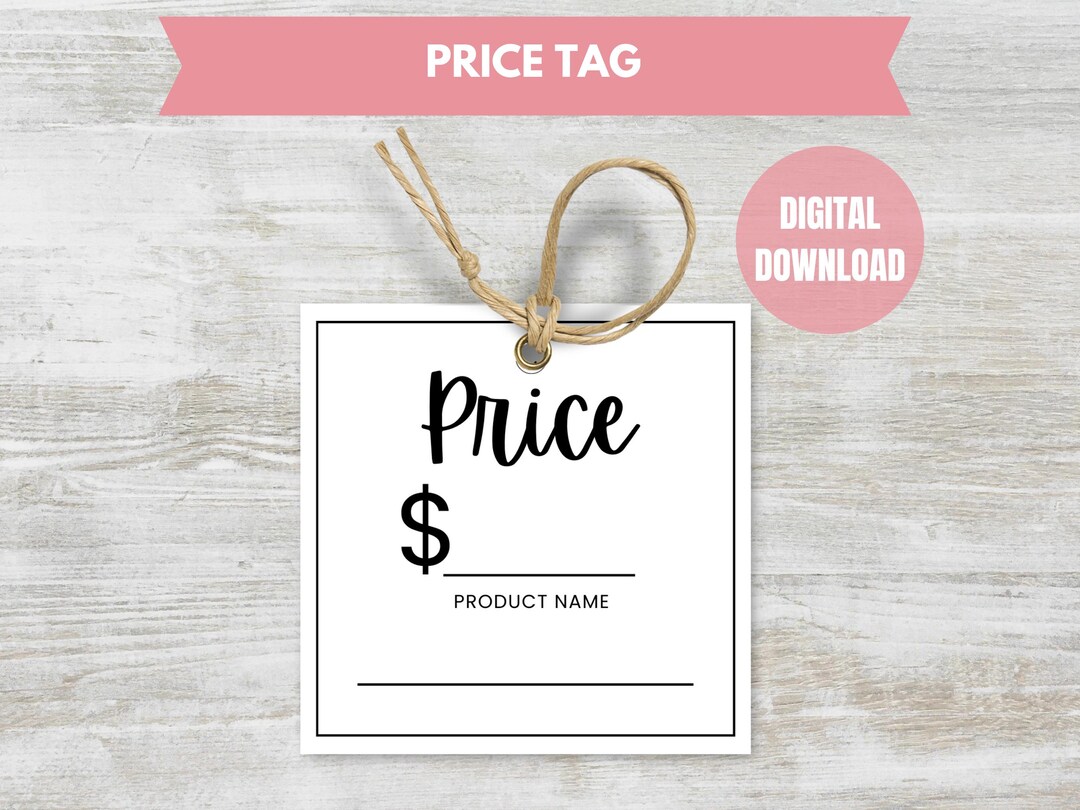 Printable Price Tags, White Price Tags, PDF Hang Tag, Product Price ...