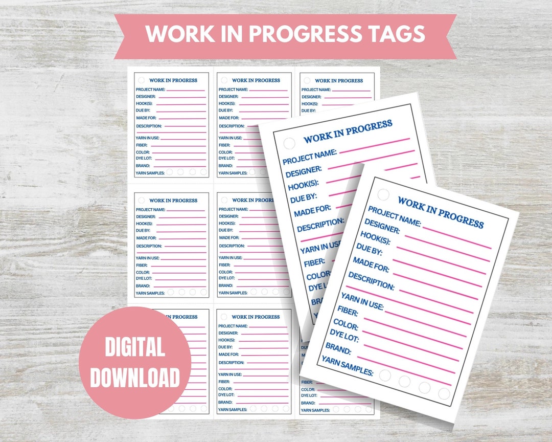 Work in Progress Yarn Tags, PDF Printable Yarn Labels,organized Yarn ...